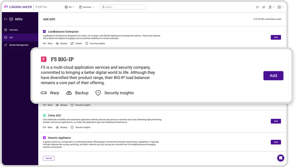 How to set up and manage an F5 in the ADC Portal | Loadbalancer