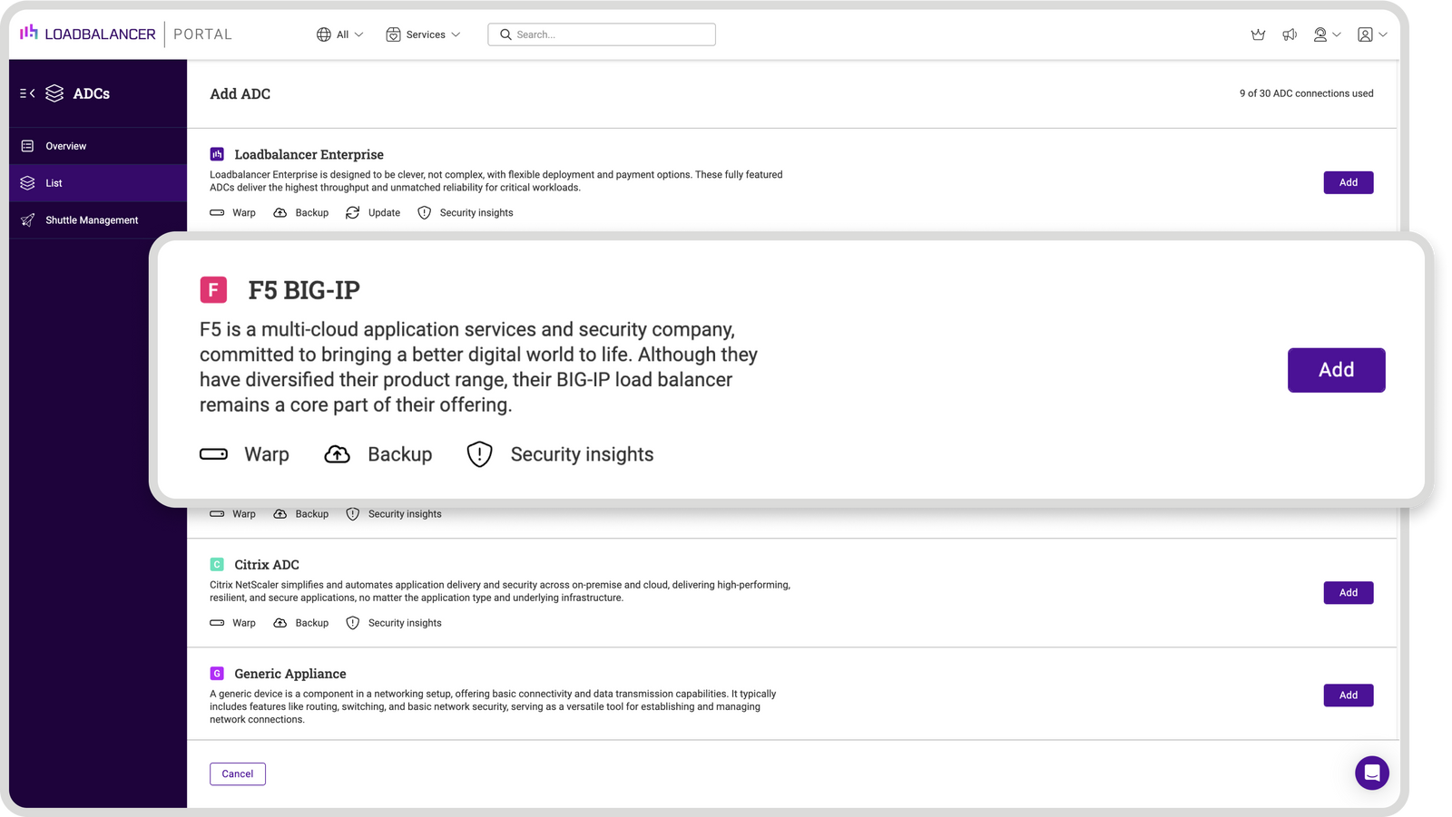 How to set up and manage an F5 in the ADC Portal | Loadbalancer